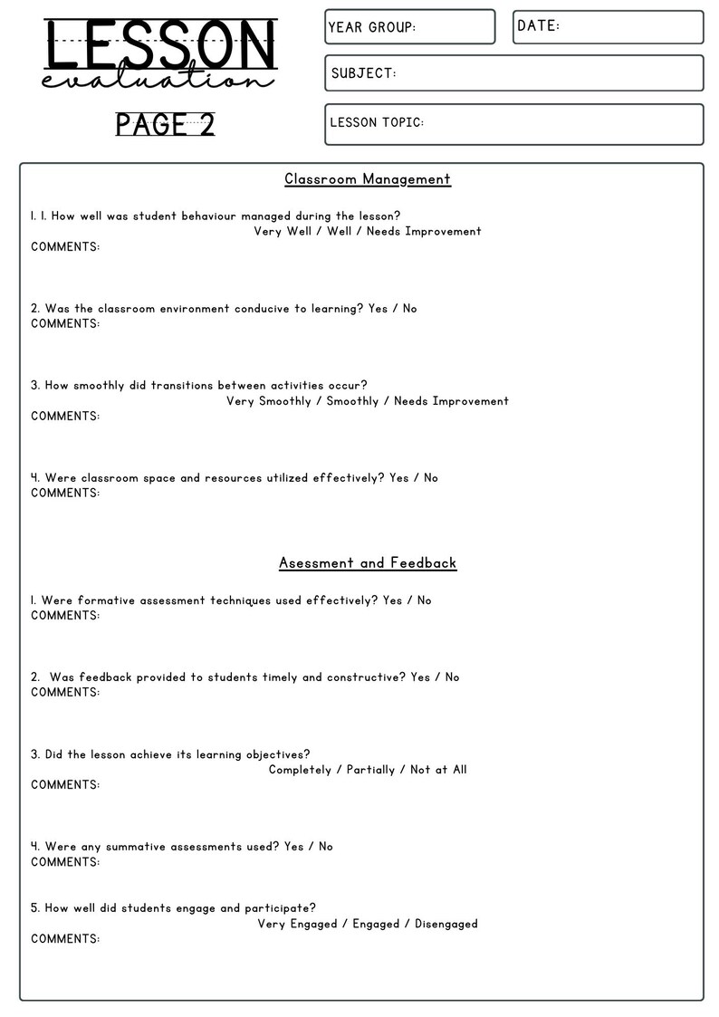Lesson Plan and Lesson Evaluation Template - Editable Canva Link ...