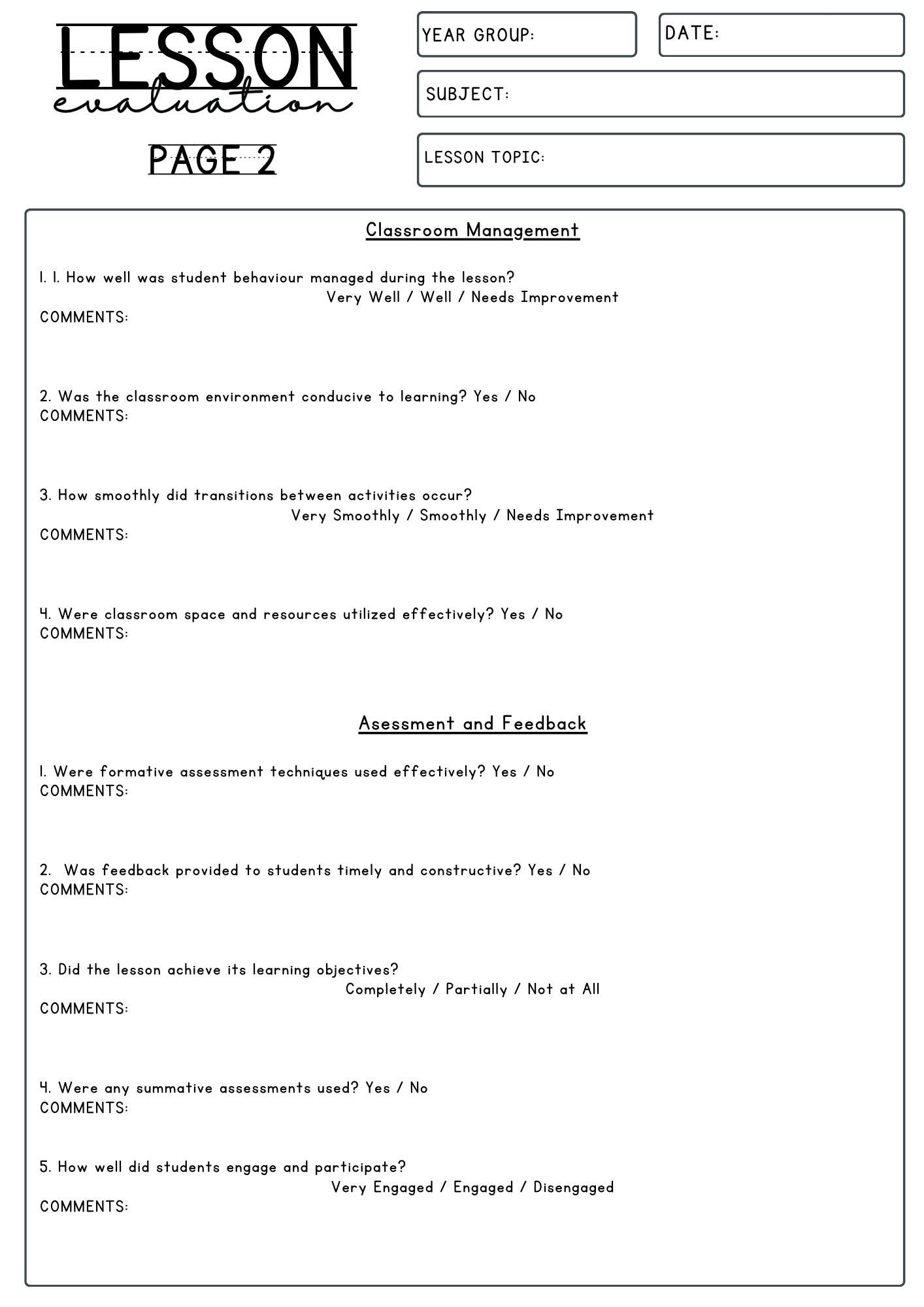 Lesson Plan and Lesson Evaluation Template - Editable Canva Link ...
