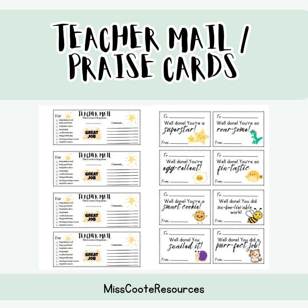Teacher Mail / Praise Card - Helpful Teacher Resource, Teacher Student ...
