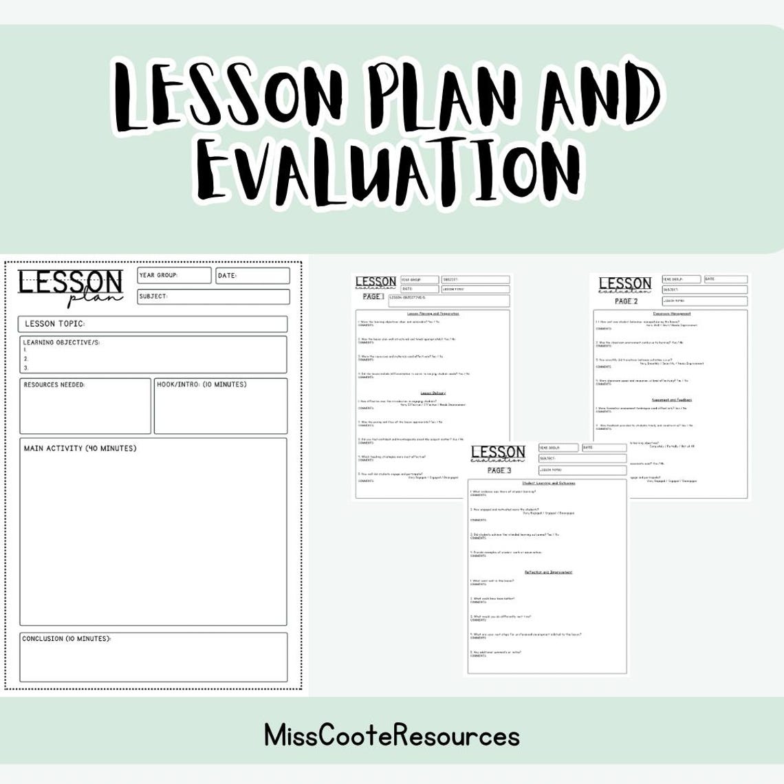 Lesson Plan and Lesson Evaluation Template - Editable Canva Link ...