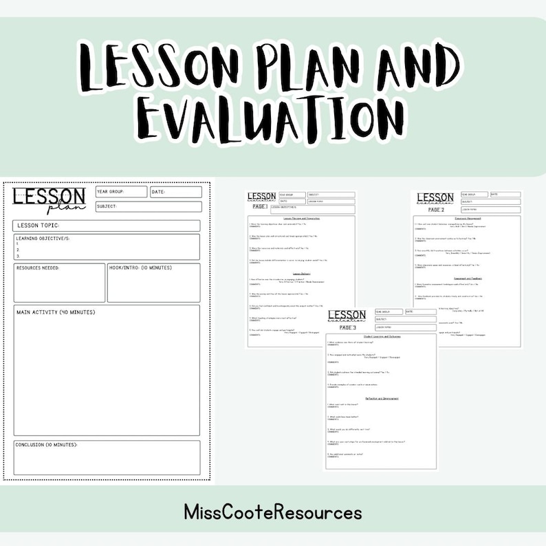 Lesson Plan and Lesson Evaluation Template - Editable Canva Link ...