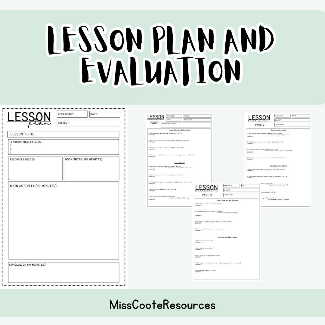 Lesson Plan and Lesson Evaluation Template - Editable Canva Link ...