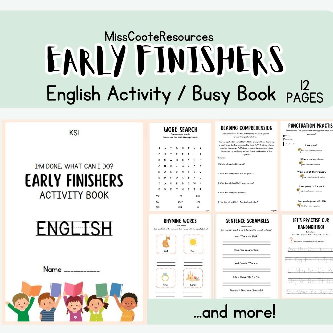 Early Finishers Activity Book; English KS1 - Editable Link, Busy Book ...