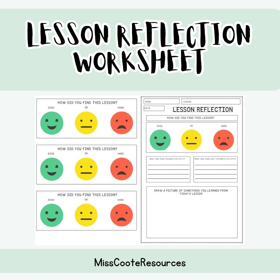 Lesson Reflection Worksheet and Table Flashcards - Helpful Teacher ...