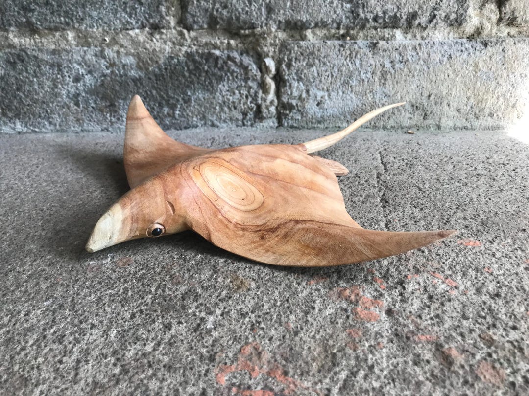 Wooden Eagle Ray 40cm Sculpture, Eagle Ray Statue, Home Decor ...