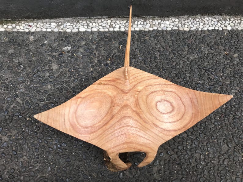 Wooden Manta Ray 40cm Sculpture, Manta Ray Statue, Home Decor ...