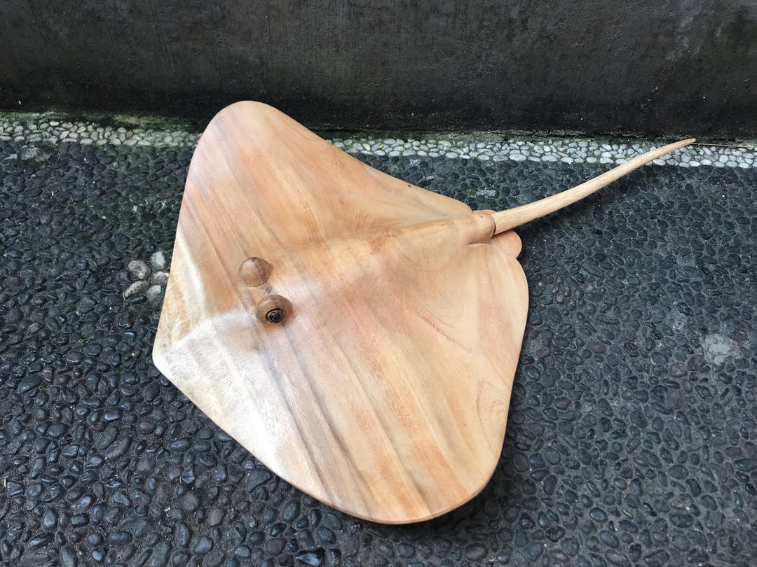 Wooden Big 50cm Stingray Sculpture, Big Stingray Statue Woodcarving ...