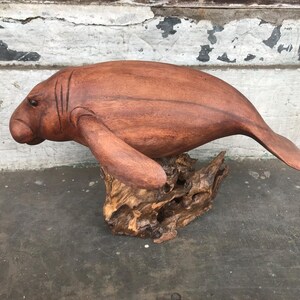 Wooden Big 45cm Manatee Woodcarving, Big Dugong 45cm Statue, Manatee ...