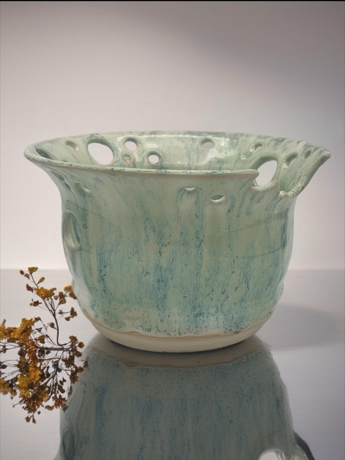 Perforated Edge Stoneware Bowl - Etsy