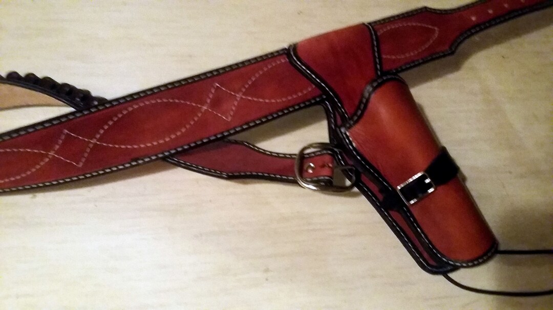 Western Holster Cowboy Fast Draw CUSTOM LEATHER Gunbelt CFDA - Etsy