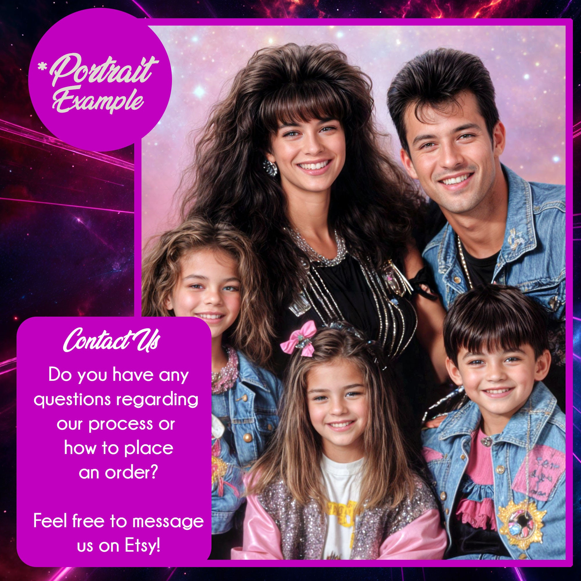 Custom 80s Style Family Portrait | Personalized Retro Art From Your ...