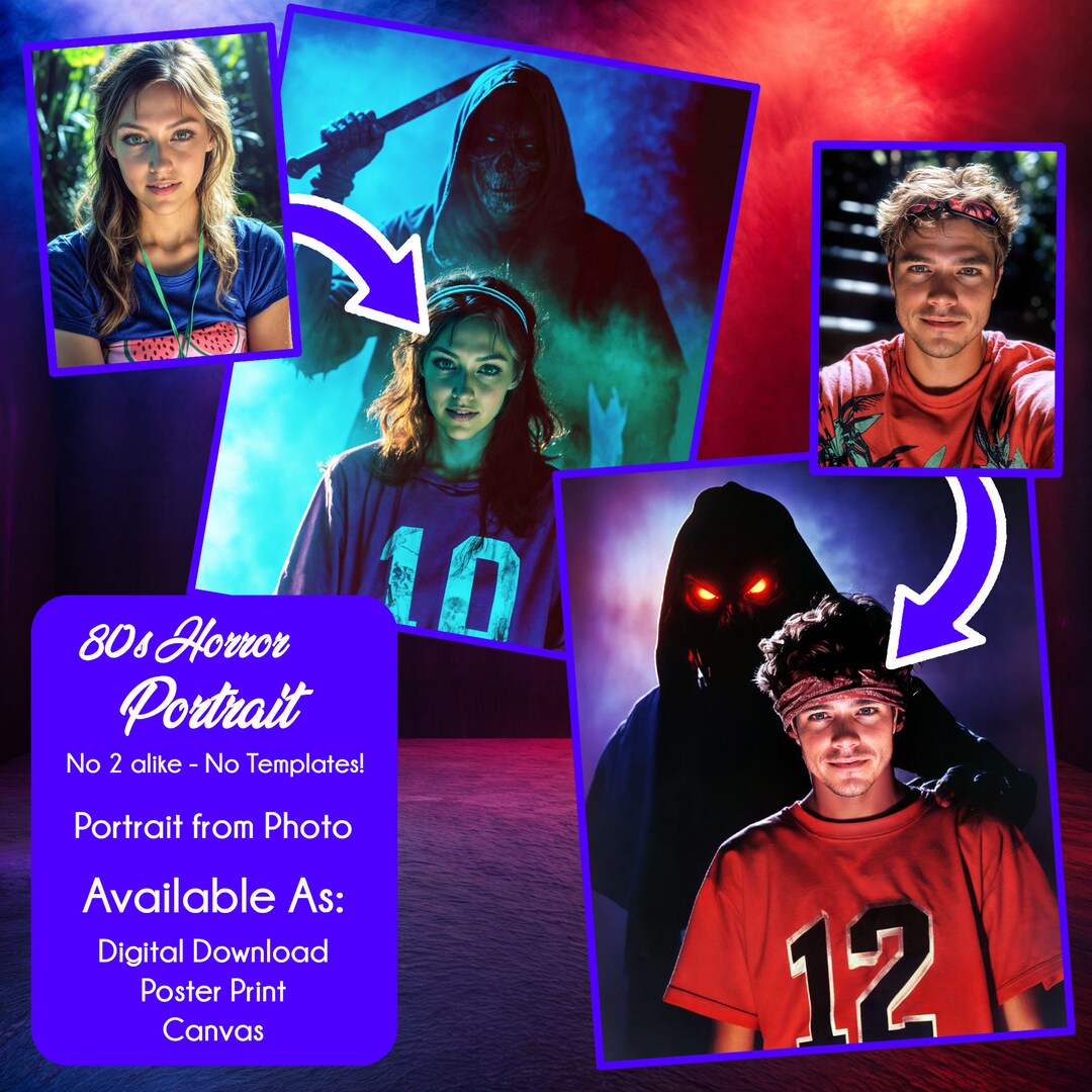 Custom 80's Horror Movie Portrait | Personalized 80's Horror-themed Art ...
