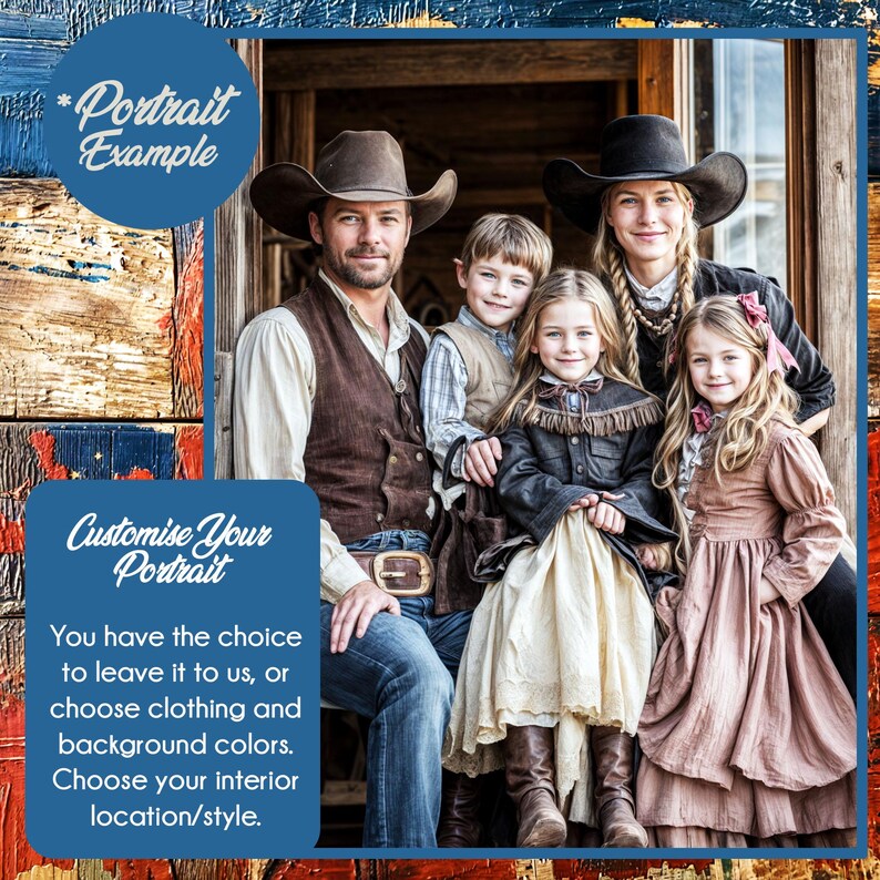 Custom Wild West Family Portrait | Personalized Cowboy Western Art From ...