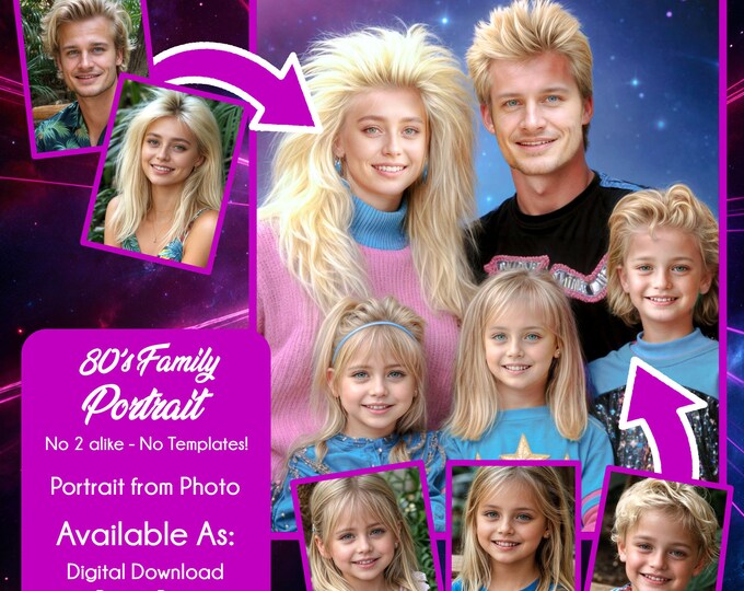 Custom 80s Style Family Portrait | Personalized Retro Art From Your ...