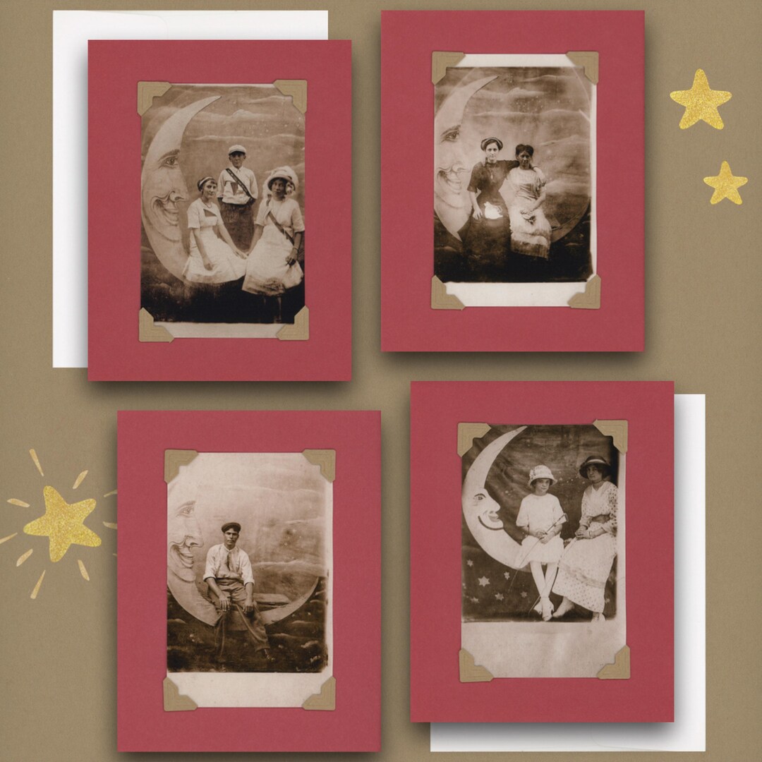 Vintage Paper Moon Note Cards Set of 4 Country Harvest - Etsy