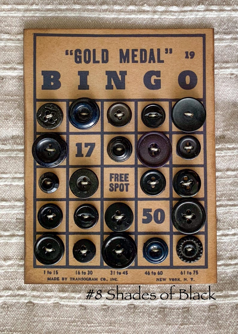 Fun BINGO Card Button Cards Country Harvest - Etsy