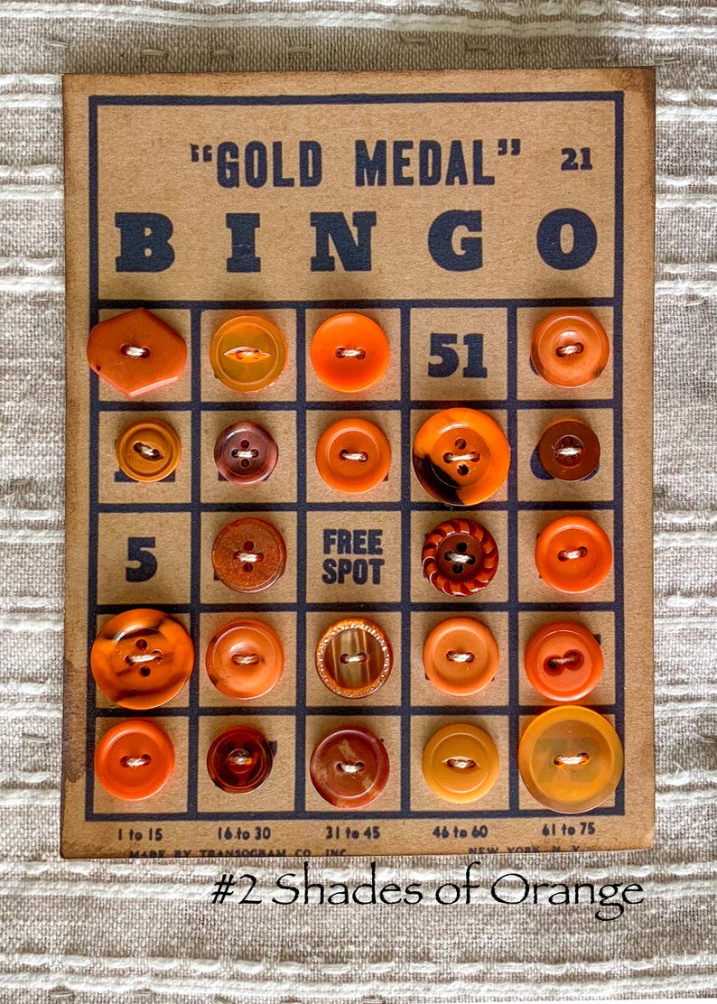 Fun BINGO Card Button Cards Country Harvest - Etsy