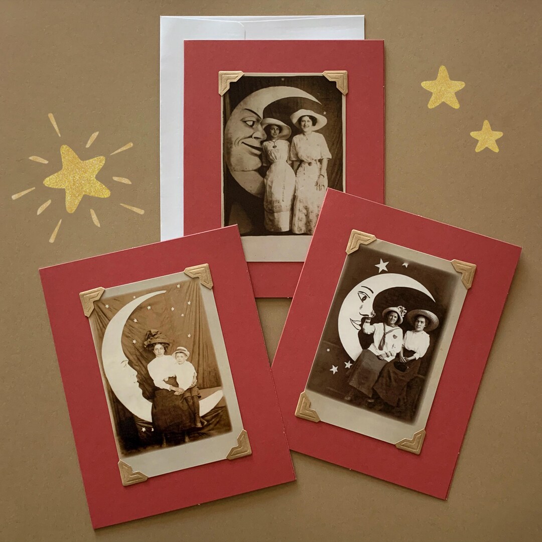 Victorian Paper Moon Note Cards Set of 3 Country Harvest - Etsy