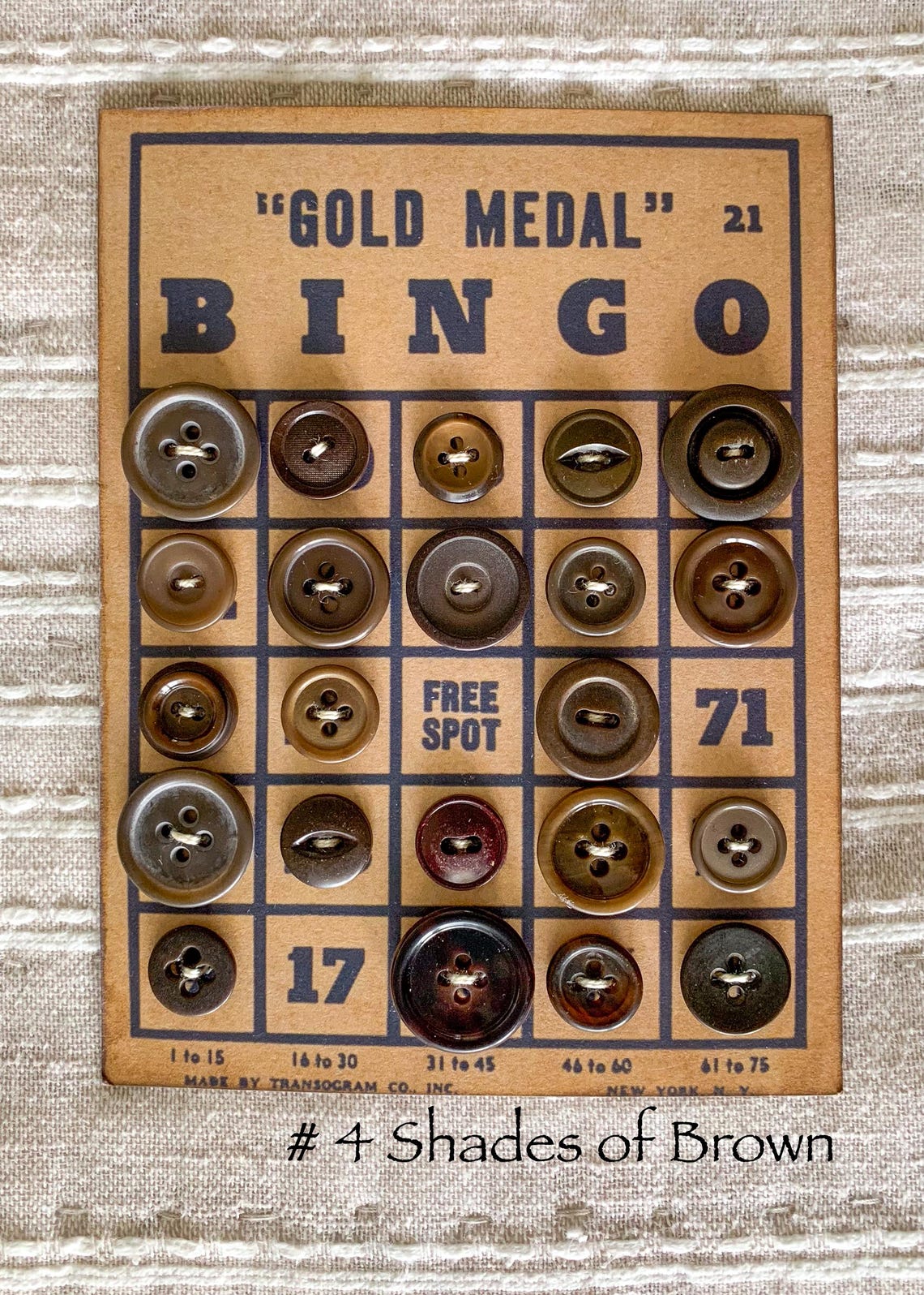 Fun BINGO Card Button Cards Country Harvest - Etsy