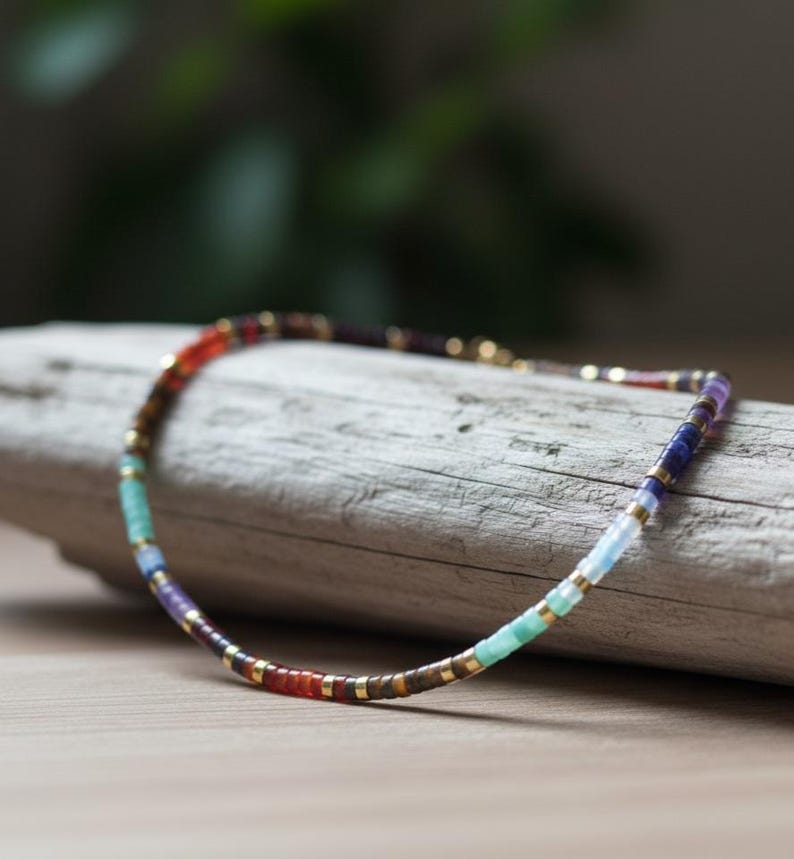 7 Chakra New Bracelet 2x4mm Meditation Bohemian Yoga Gemstone Bracelet ...