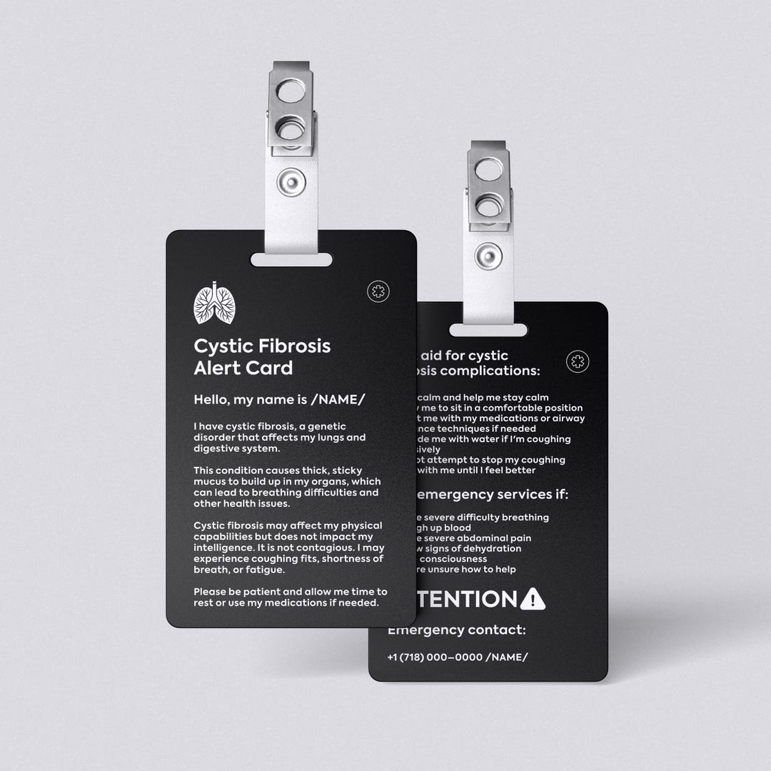 Personalized Medical Alert Card for Cystic Fibrosis - Etsy