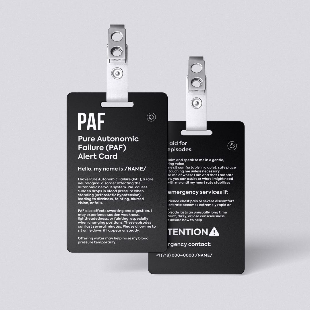 Personalized PAF Alert Card: Your Safety Companion in Emergencies - Etsy