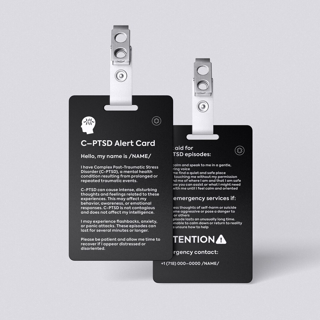 Personalized C-PTSD Alert Card Your Essential Companion in Emergencies ...