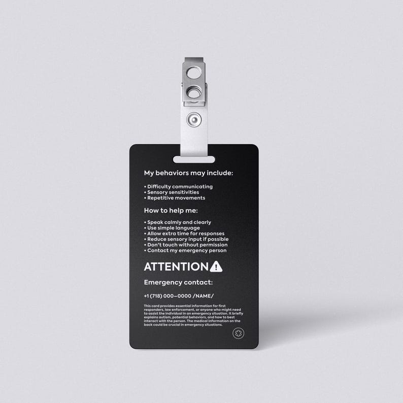 Personalized Autism Emergency Alert Card for Effective Communication - Etsy