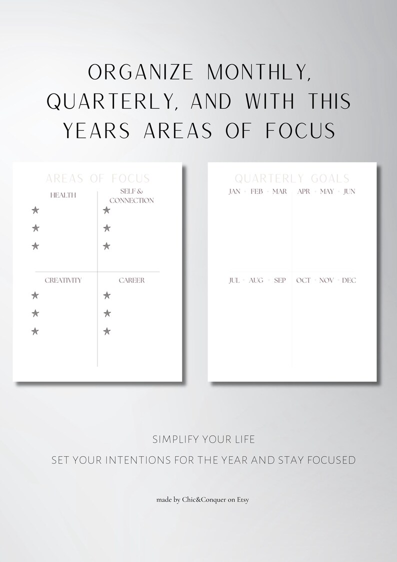 Quarterly Review Planner and Calendar 2025 - With Year at a Glance ...
