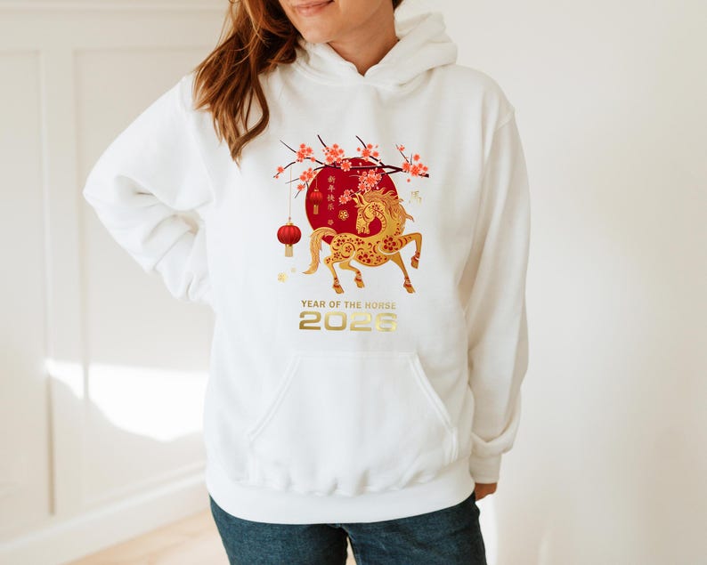 Year of the Horse 2026 Shirt, Chinese New Year Red Lantern Sweatshirt ...