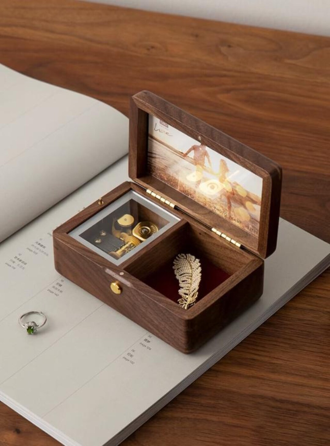 Personalized Wooden Music Box Photo Frame Jewelry Custom Music Box With ...