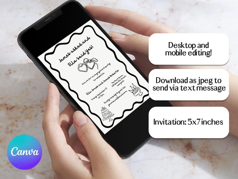 Hand Drawn Engagement Party Invitation Template, Whimsical Scribble ...