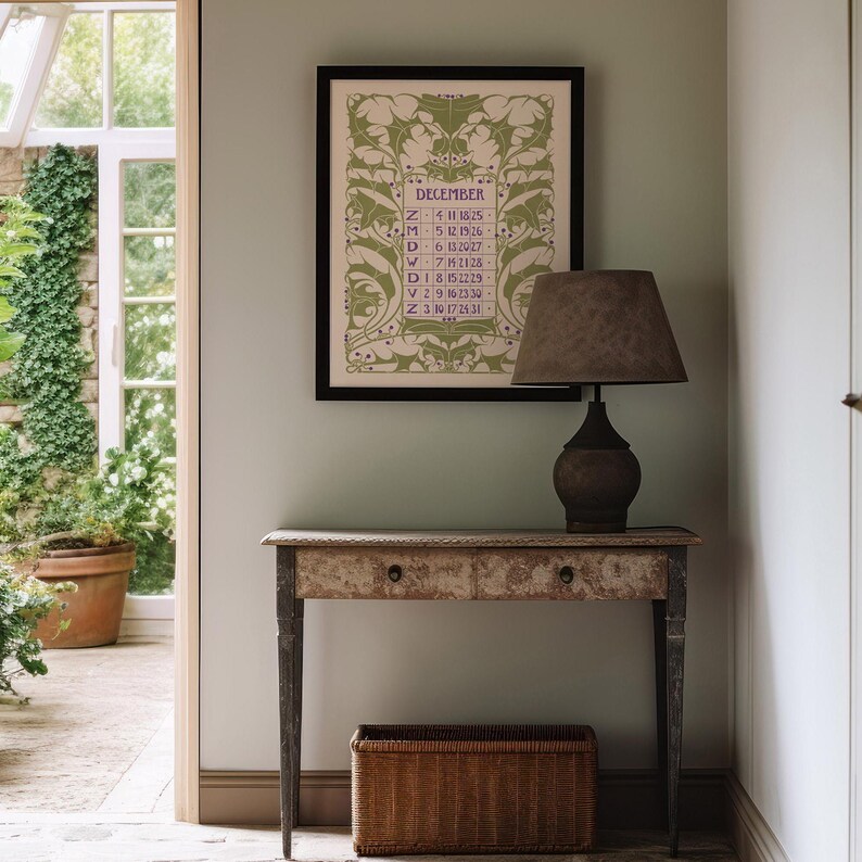 Vintage December Calendar Poster Printable, Retro Christmas Wall Art ...