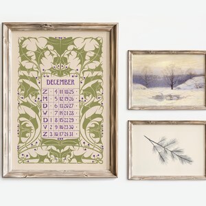 Vintage December Calendar Poster Printable, Retro Christmas Wall Art ...