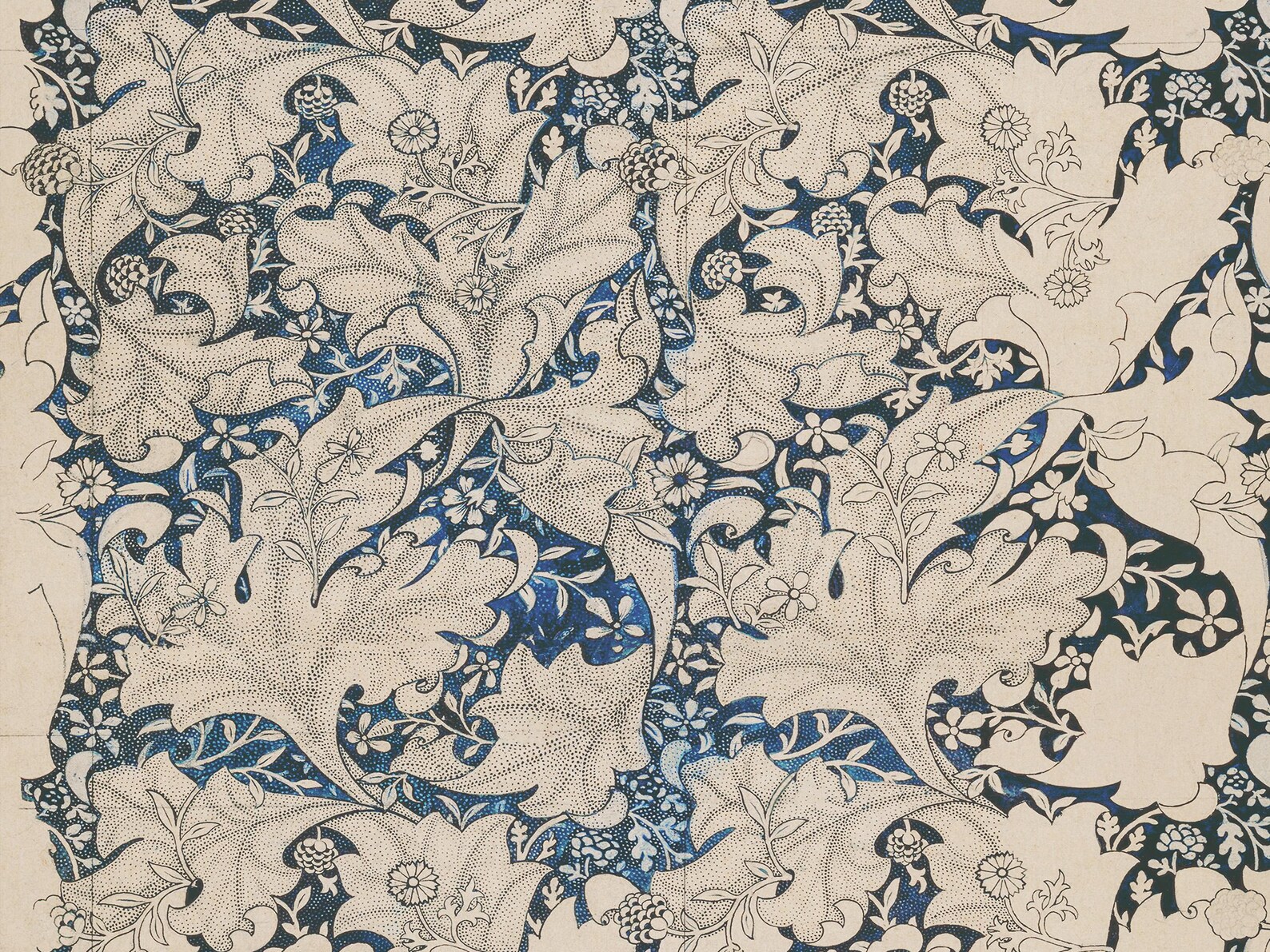 Vintage Tapestry Blue Toned Botanical Patterned Print, Digital Download ...