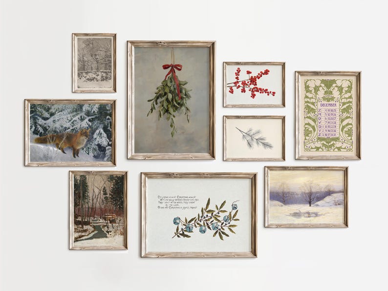 Vintage December Calendar Poster Printable, Retro Christmas Wall Art ...