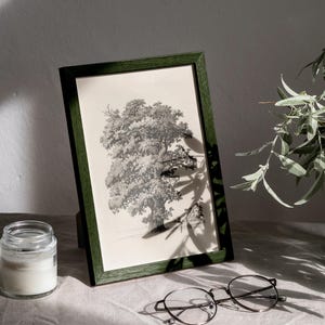 Traditional Oak Tree Etching Printable Wall Art, Rustic Farmhouse Decor ...