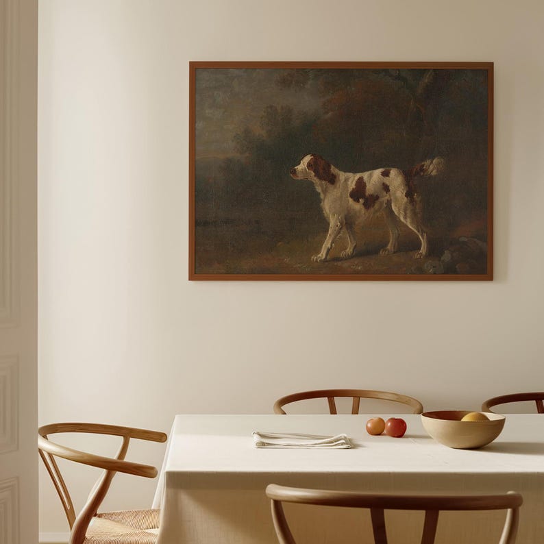 Printable Vintage English Springer Spaniel Portrait Painting, Antique ...