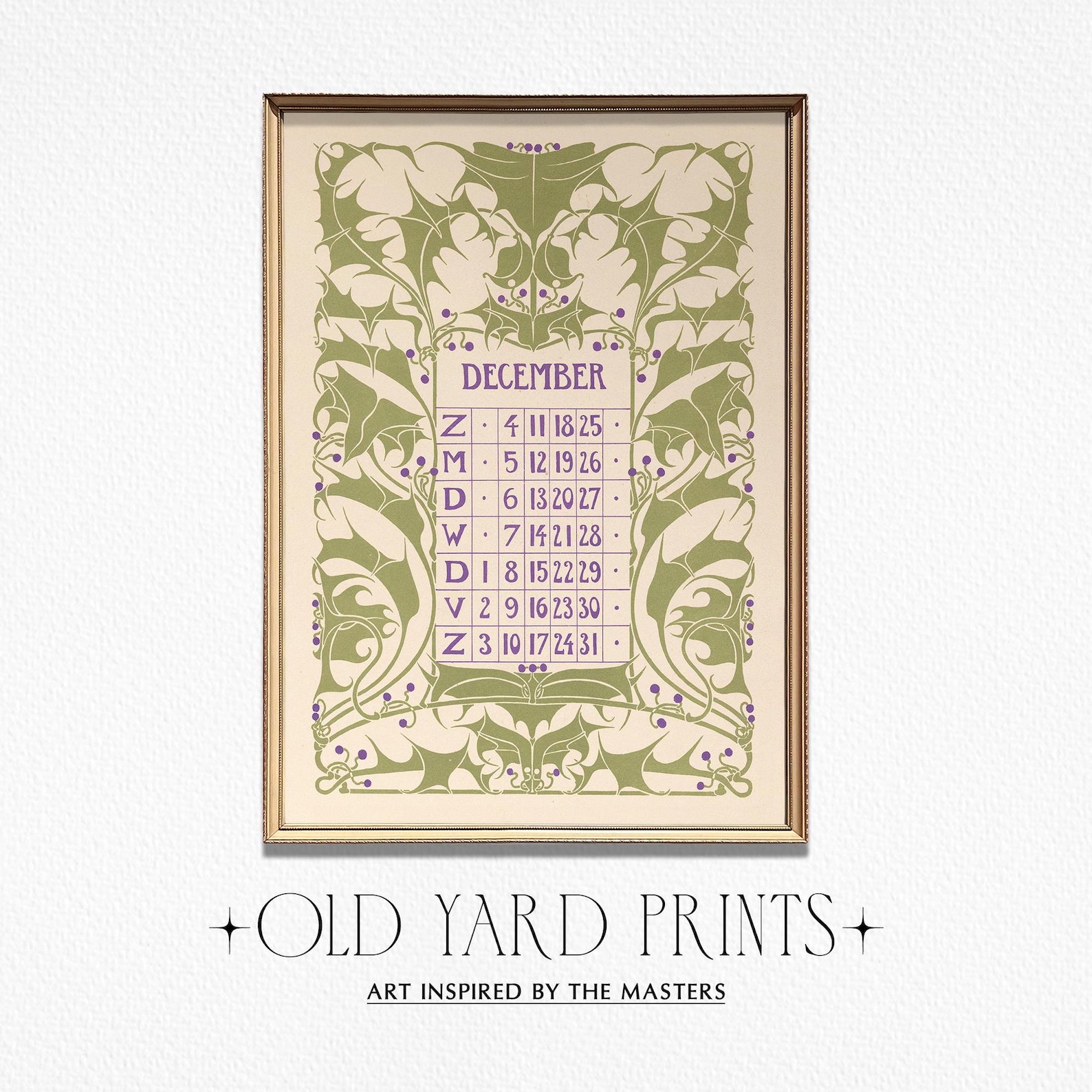 Vintage December Calendar Poster Printable, Retro Christmas Wall Art ...