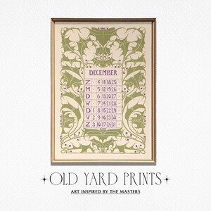 Vintage December Calendar Poster Printable, Retro Christmas Wall Art ...