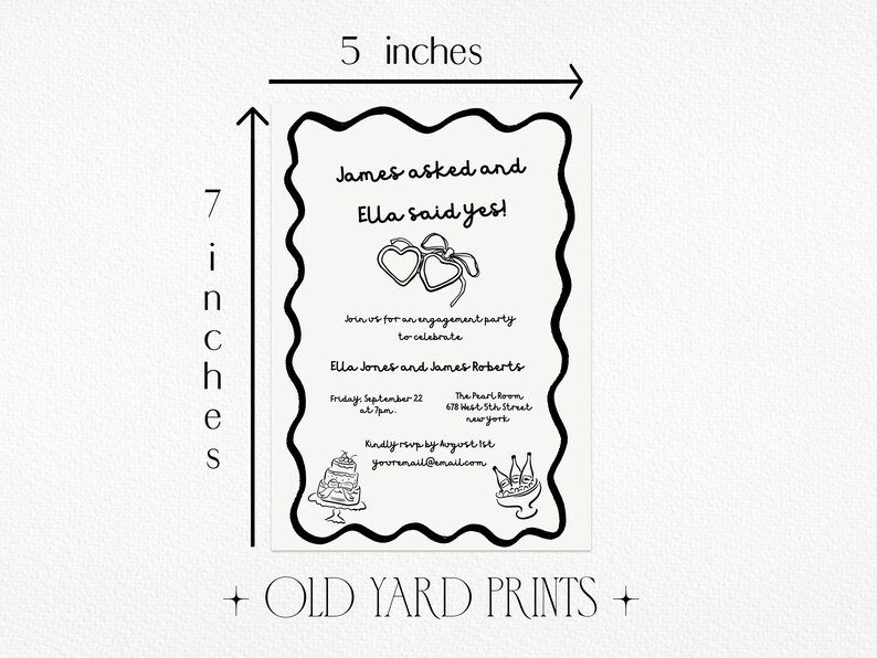 Hand Drawn Engagement Party Invitation Template, Whimsical Scribble ...
