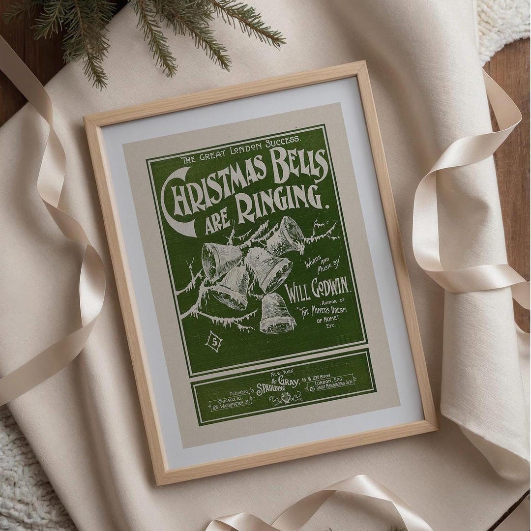 Vintage Dark Green Christmas Poster Print, Festive Holiday Decor ...