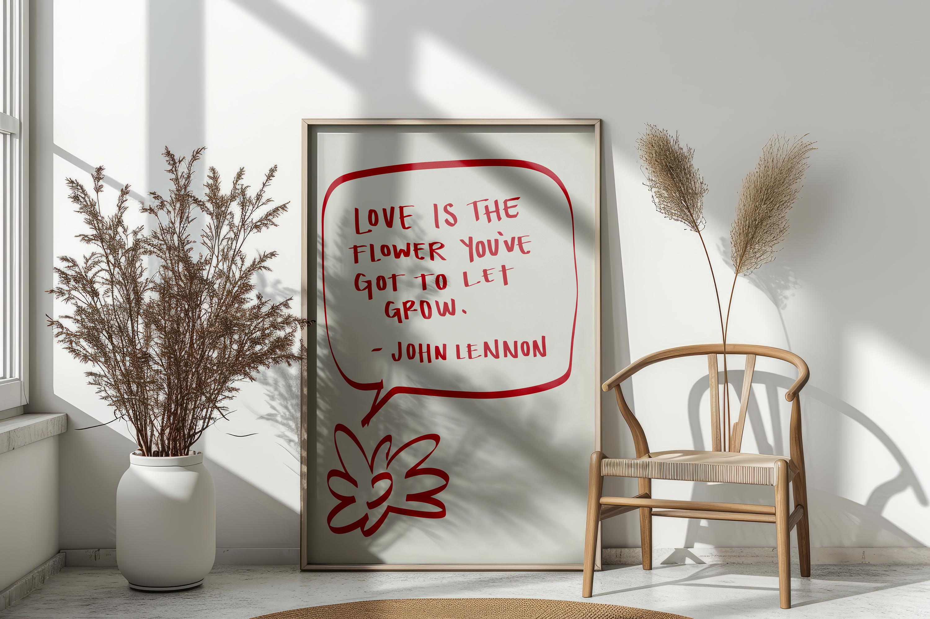 Plant Print, John Lennon Quote Wall Art, John Lennon Hand Drawn Poster ...