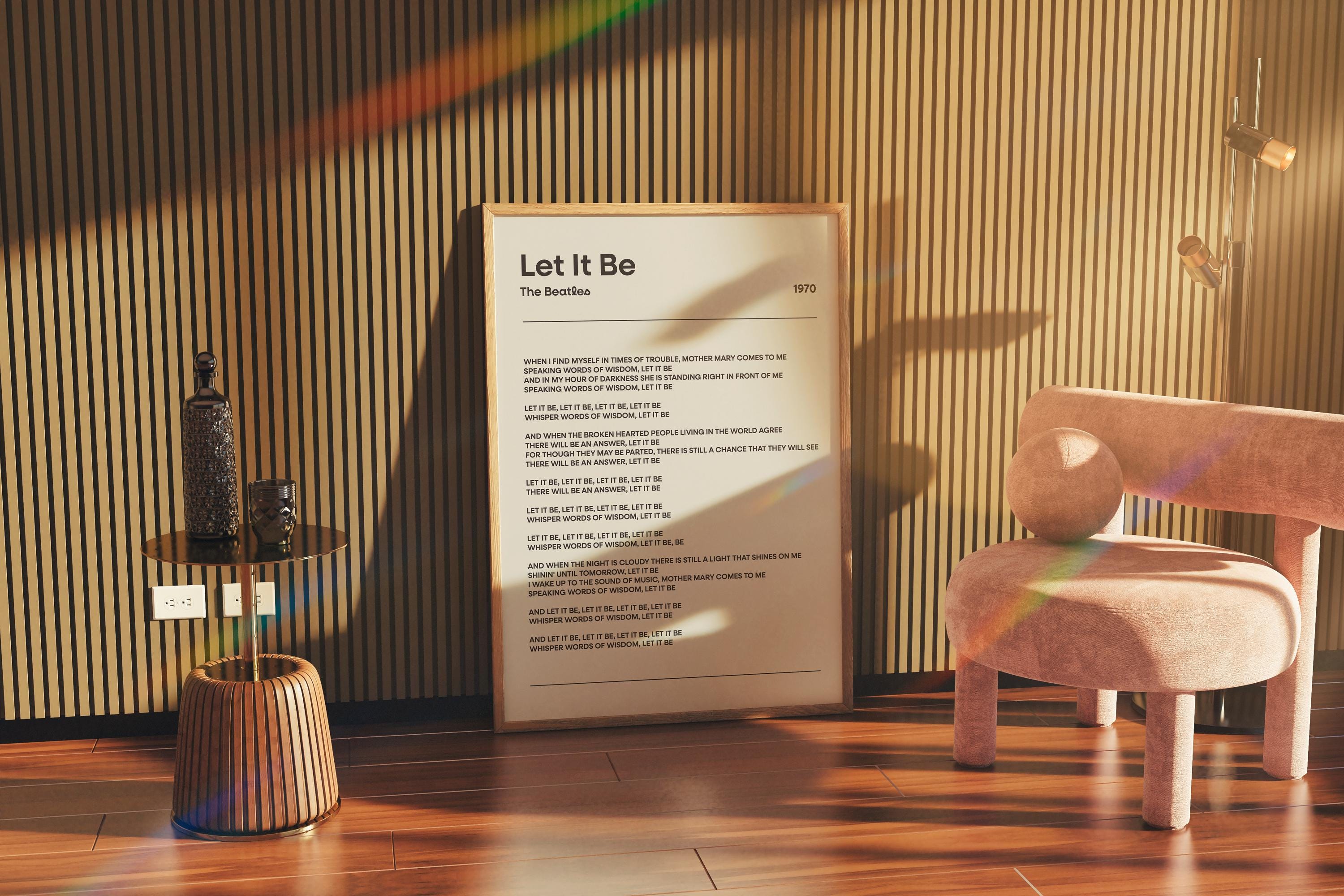 Let It Be, Beatles Wall Art, Let It Be Song Lyrics Poster, Decor, Print ...