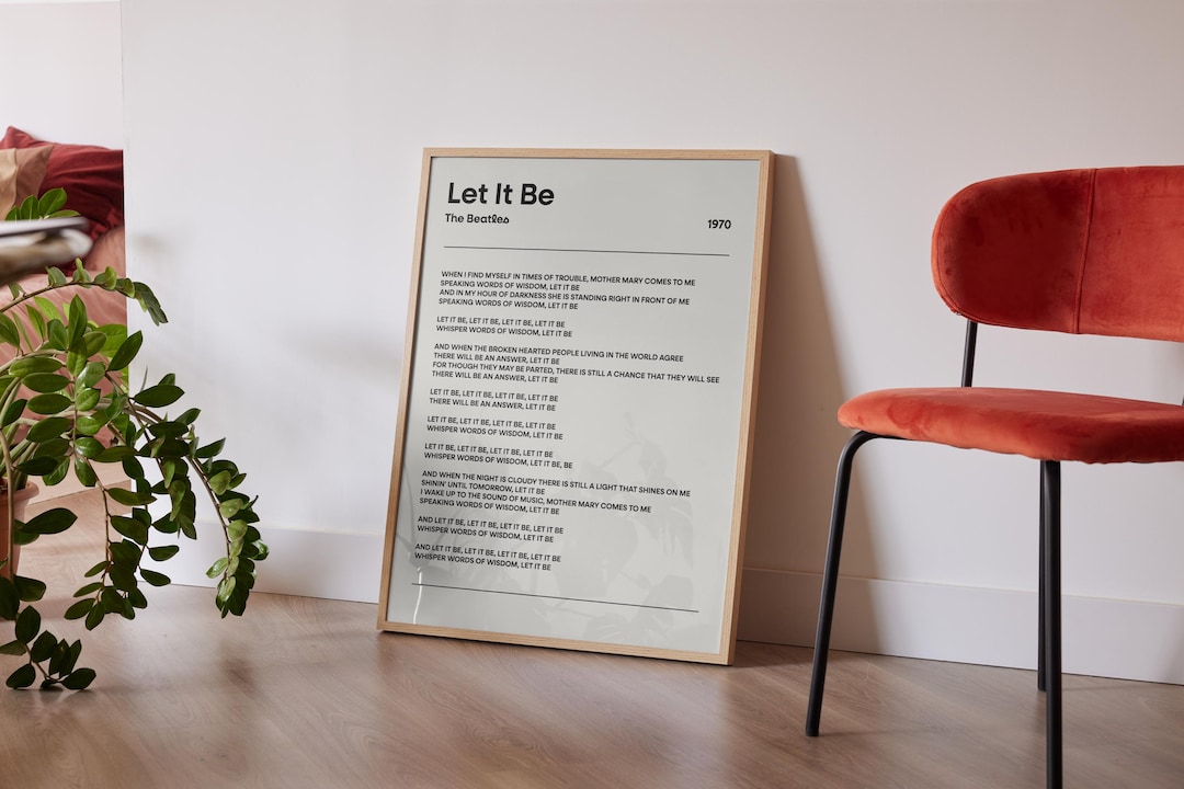 Let It Be, Beatles Wall Art, Let It Be Song Lyrics Poster, Decor, Print ...