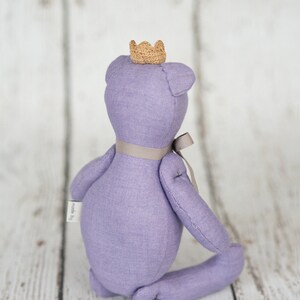 Handmade Lilac Linen Teddy Bear With Crown, Personalized Gift - Etsy