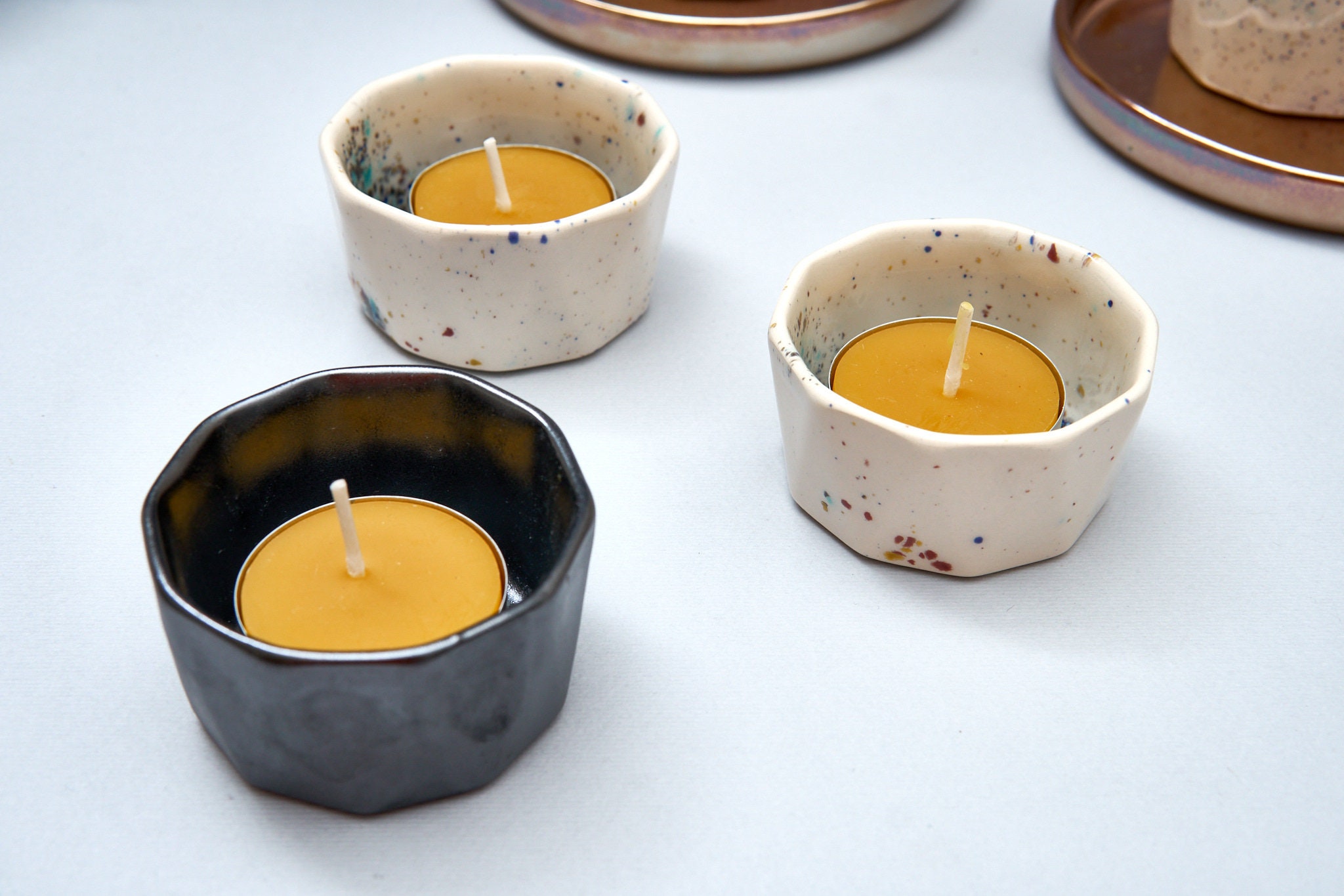 Ceramic geometric Tea Light Holder | Etsy