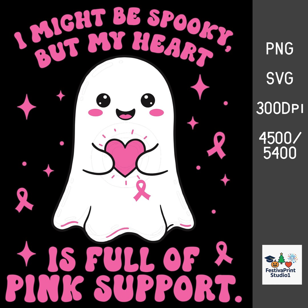 Breast Cancer Ghost PNG: Spooky Pink Halloween Sublimation Design - Etsy