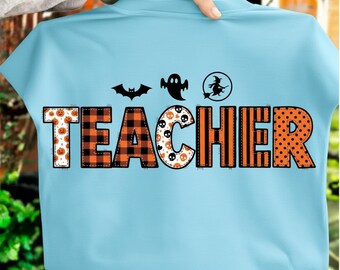 Spooky Teacher Squad SVG PNG DXF Halloween Retro Girl Teacher Shirt ...