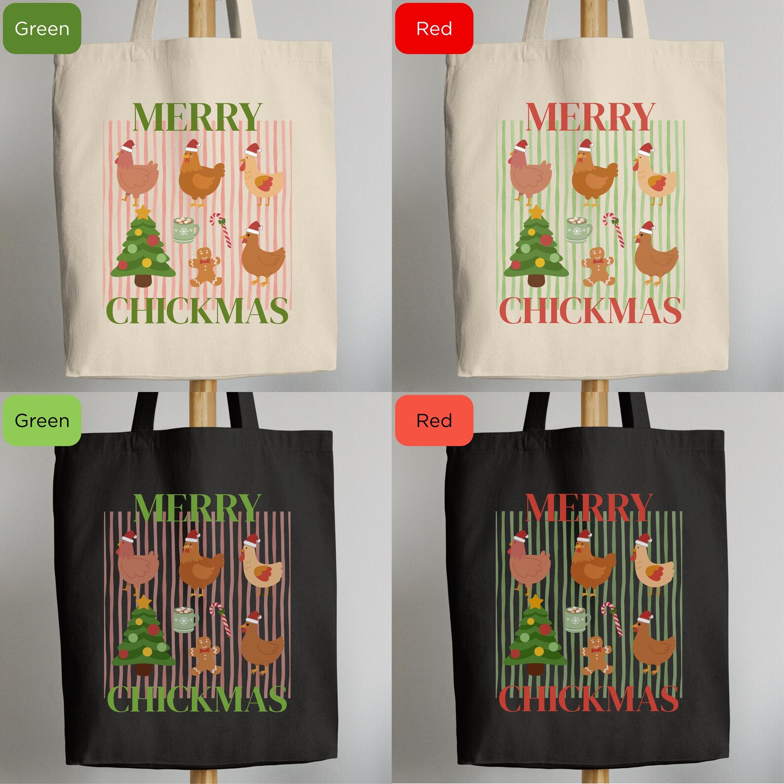 Christmas Chicken Tote Bag With Chicken Lover Gift Farmer Gifts ...